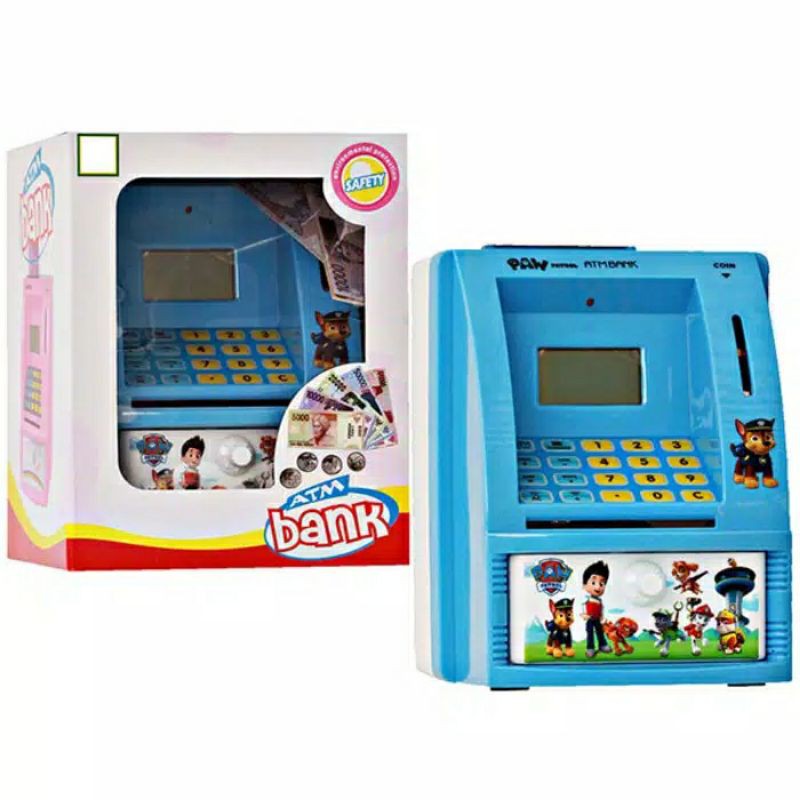 Jual mainan mesin atm bank mainan atm hello kitty / mini atm paw patrol ...