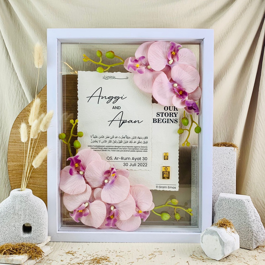 Jual MAHAR ANGGREK UKURAN 30x40 CM PIGURA PUTIH UNTUK NIKAH / WEDDING ...