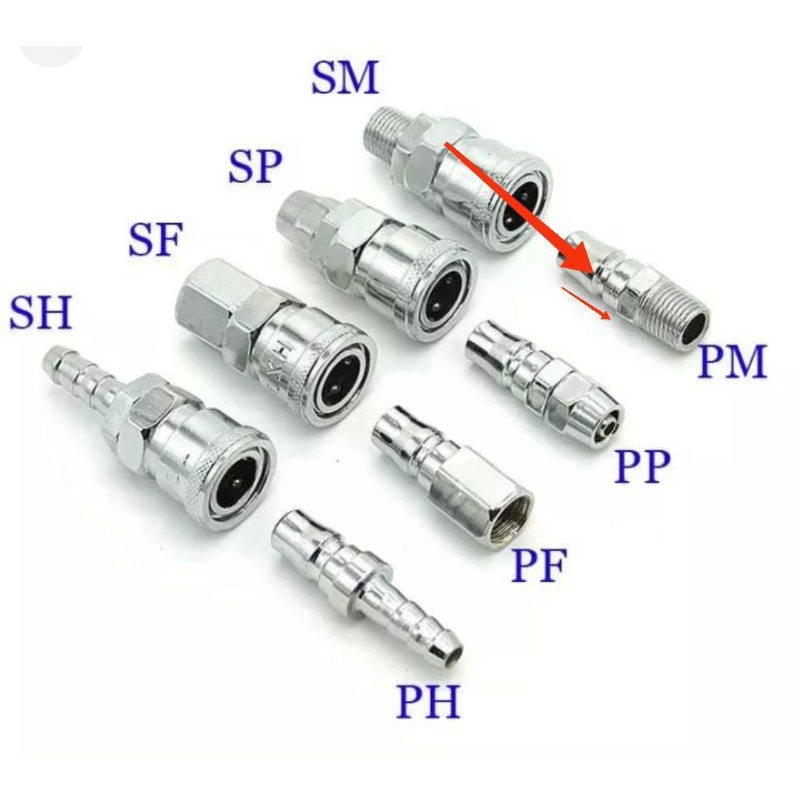 Jual coupler selang set (1set 2pcs) sm + pm/ sambungan selang kompresor ...