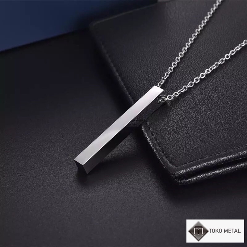 Jual Kalung 100% Titanium Itali + Liontin Kotak Pria dan Wanita 50,60 ...