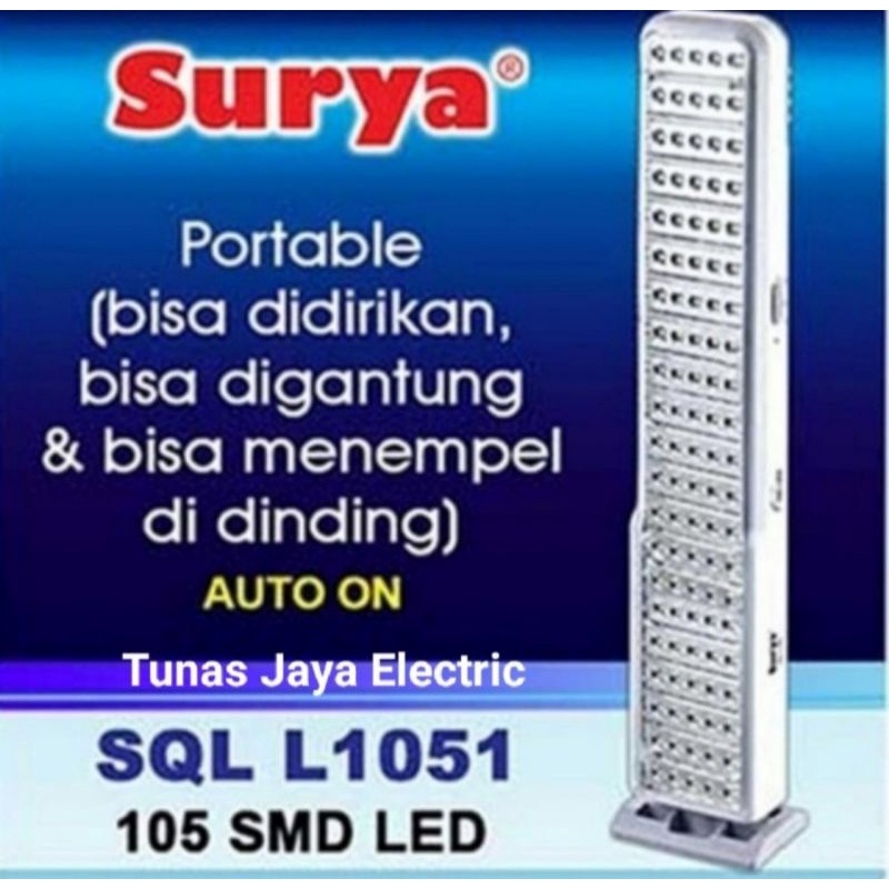 Jual Lampu Emergency LED Besar SQL-1051 SURYA (AUTO ON) Stand By 11 Jam ...