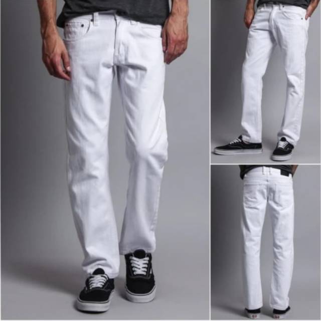 Jual Celana Jeans Pria REGULER STANDAR Putih Keren Terbaru - Distro ...