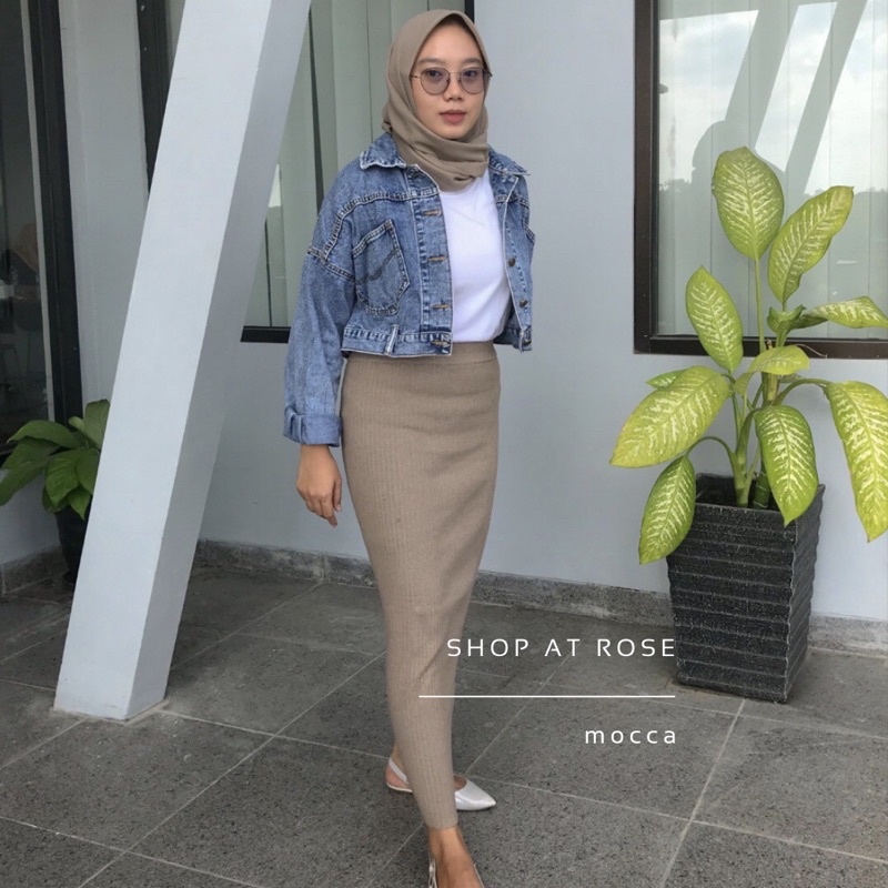 Jual rajut premium, rok span rajut, rok span rajut, rok knit rajut ...