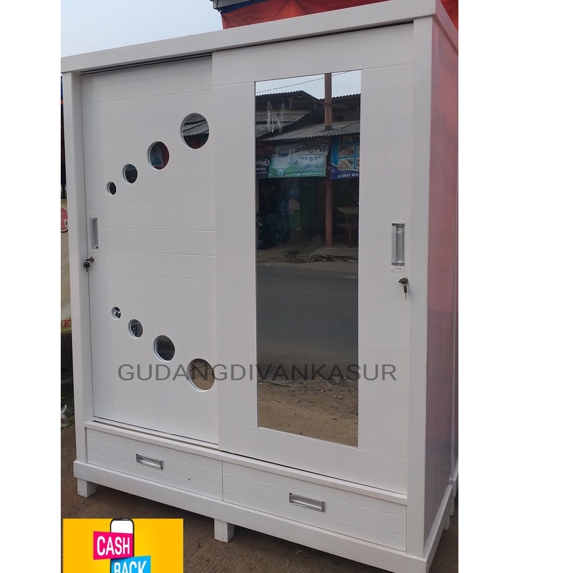 Jual Lemari pakaian 2Pintu Sliding Jumbo + Laci | Shopee Indonesia