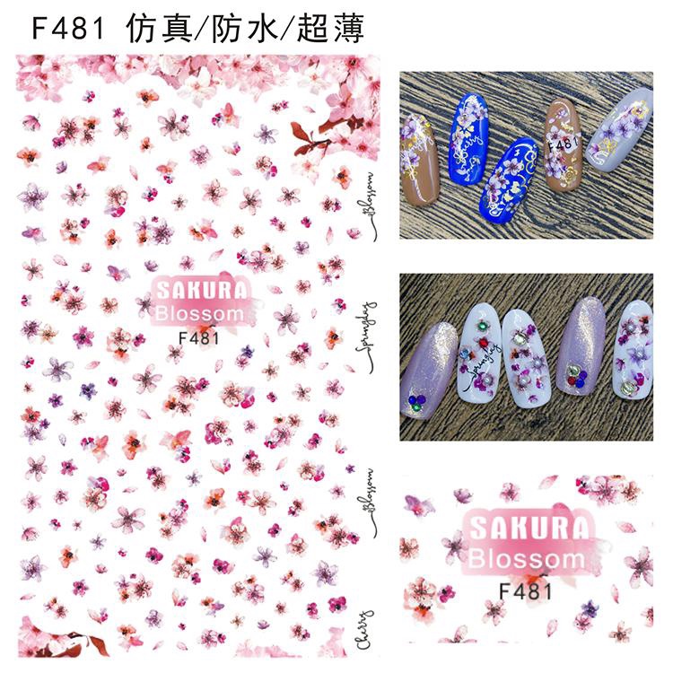 Jual Pretty Red Sakura Cherry Blossom Flower Ultra Thin Nail Sticker ...