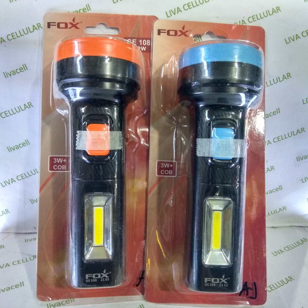 Jual Senter fox GE 108 cas + emergency flash light charge rechargeable ...