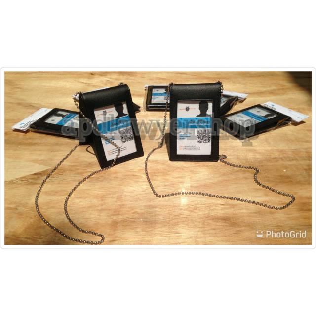 Jual Name Tag Id Card Holder Grain Leather ORIGINAL Kwalitas Bagus ...