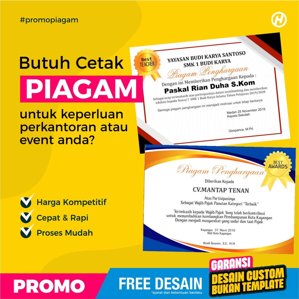 Jual PIAGAM / SERTIFIKAT PENGHARGAAN CUSTOM | Shopee Indonesia