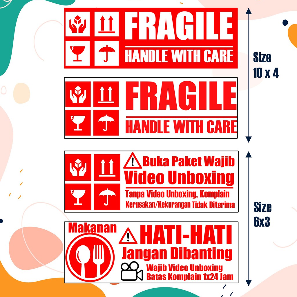 Jual 100 PCS STIKER VIDEO UNBOXING FRAGILE PECAH BELAH/STIKER MAKANAN ...