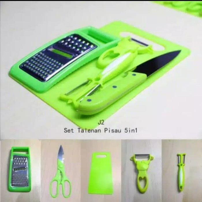 Jual Pisau Set 5 In 1 - Talenan Gunting Parutan Peeler - Knife Kitchen ...