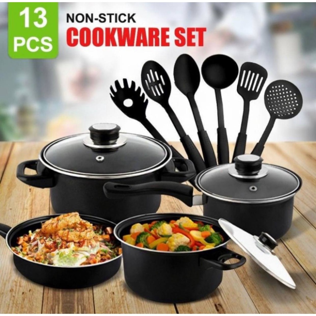 Jual Cookware Set 13in1 Hitam Panci Serbaguna - Set Spatula | Shopee ...