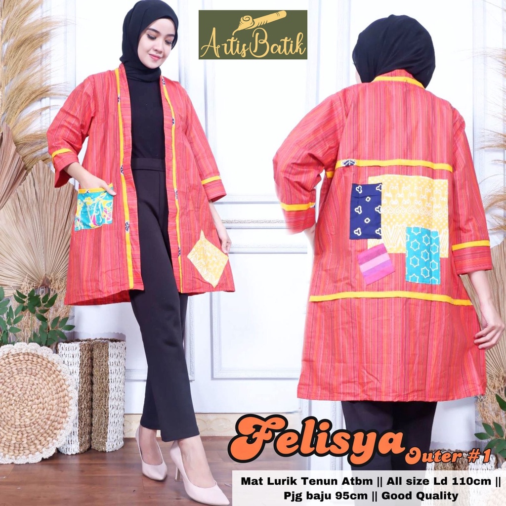 Jual NEW ARRIVAL FELISYA OUTER CARDIGAN BATIK OUTER BATIK JUMBO LD 110 ...