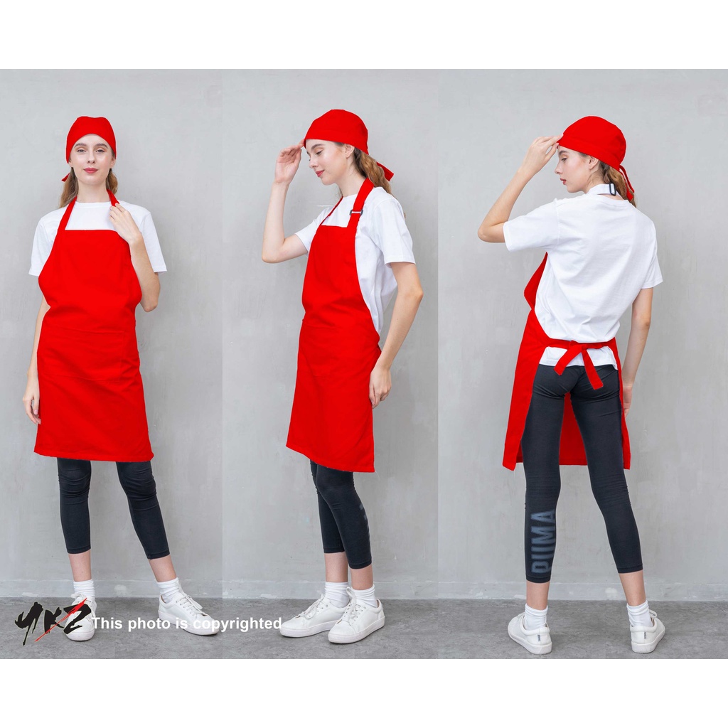 Jual apron chef/apron barista /clemek barista/celemek masak / apron ...