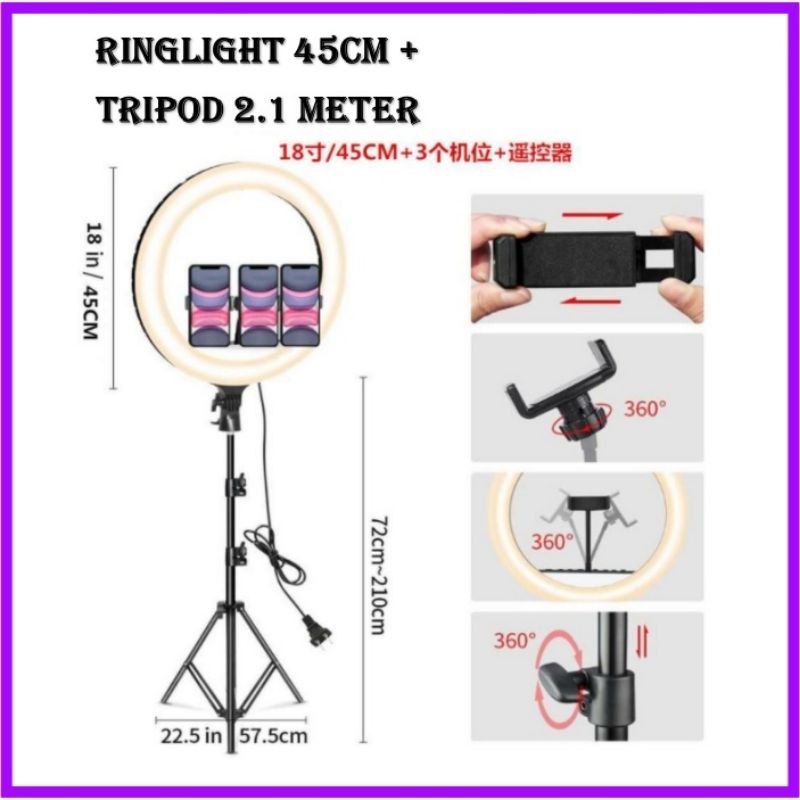 Jual Lampu Ring Light Selfie 26cm 33cm 36cm Free Holder Tripod 2/1 ...