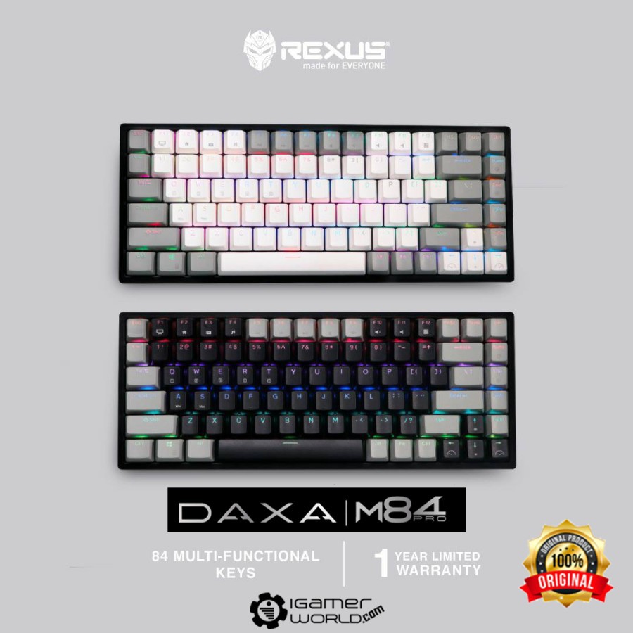 Jual Rexus Daxa M84 Pro Wired/Bluetooth Mechanical Gaming Keyboard ...