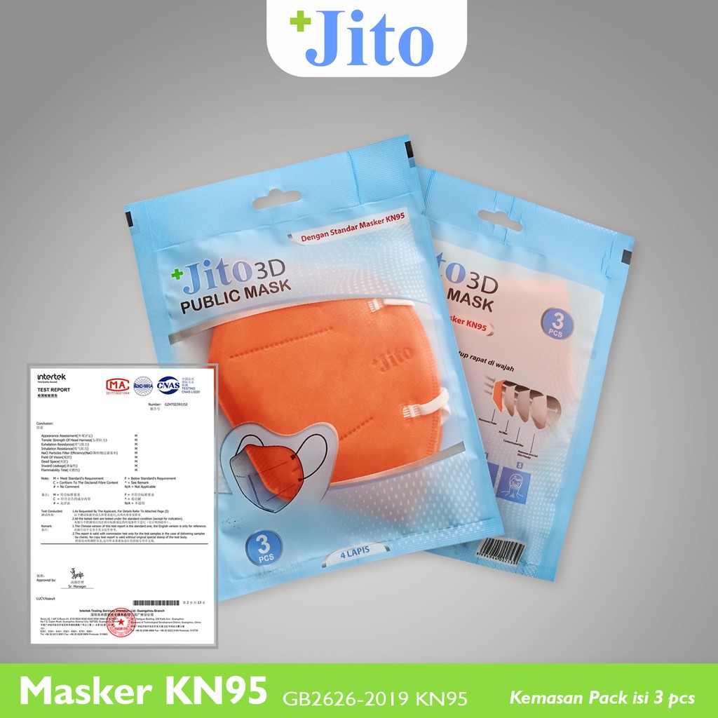Jual JITO Masker KN95 4 Ply Earloop Orange - Sachet isi 3 pcs | Shopee ...