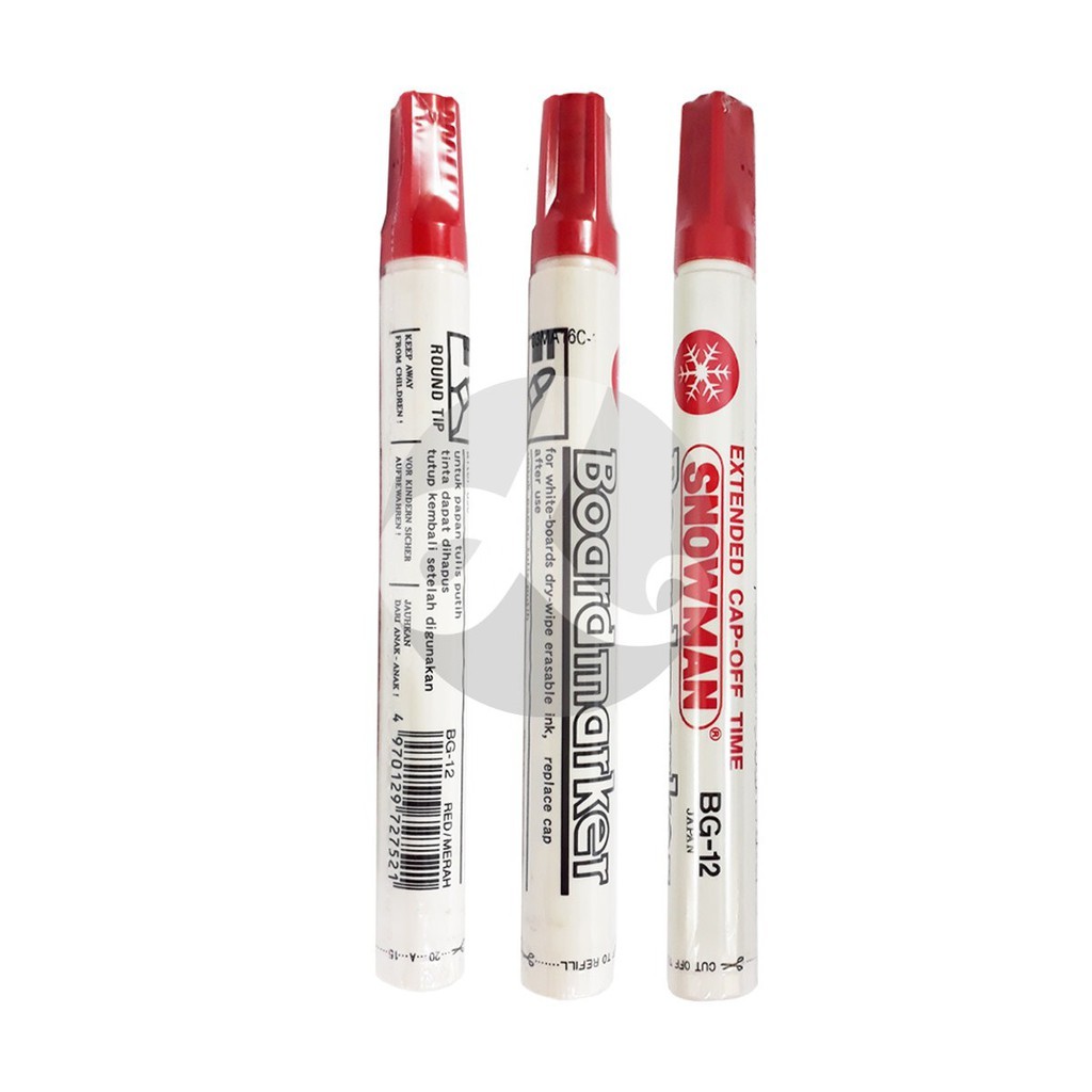Jual SNOWMAN PERMANENT MARKER RED MERAH Spidol Papan Tulis Whiteboard ...