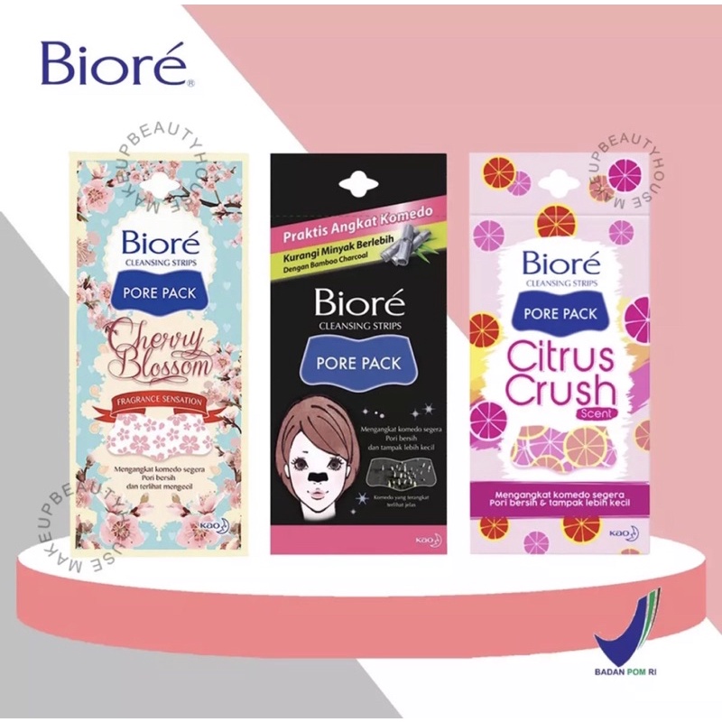 Jual Biore pore pack 4s black charcoal / cherry blossom / citrus crush ...