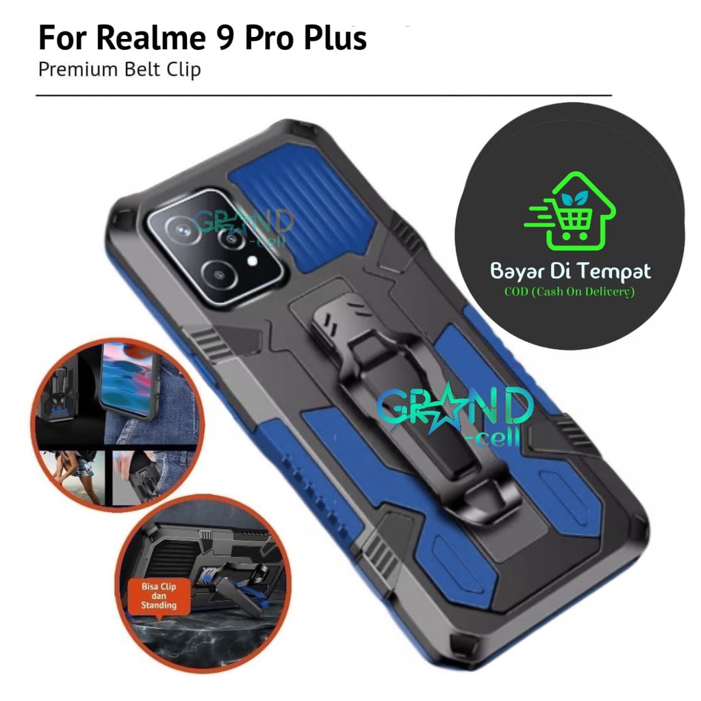 Jual Case HP for REALME 9 PRO PLUS Premium Armor Standing Belt Klip ...