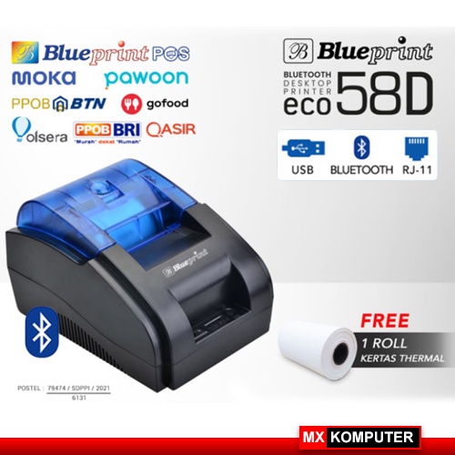 Jual Printer Bluetooth thermal kasir ECO 58D Blueprint ( USB + BT + RJ11 ) | Shopee Indonesia