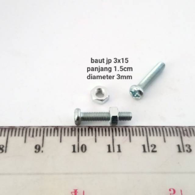 Jual BAUT OBENG MUR JP 3X15 ISI 10 PCS OBENG BAUT MUR 3MM 1.5CM | Shopee Indonesia