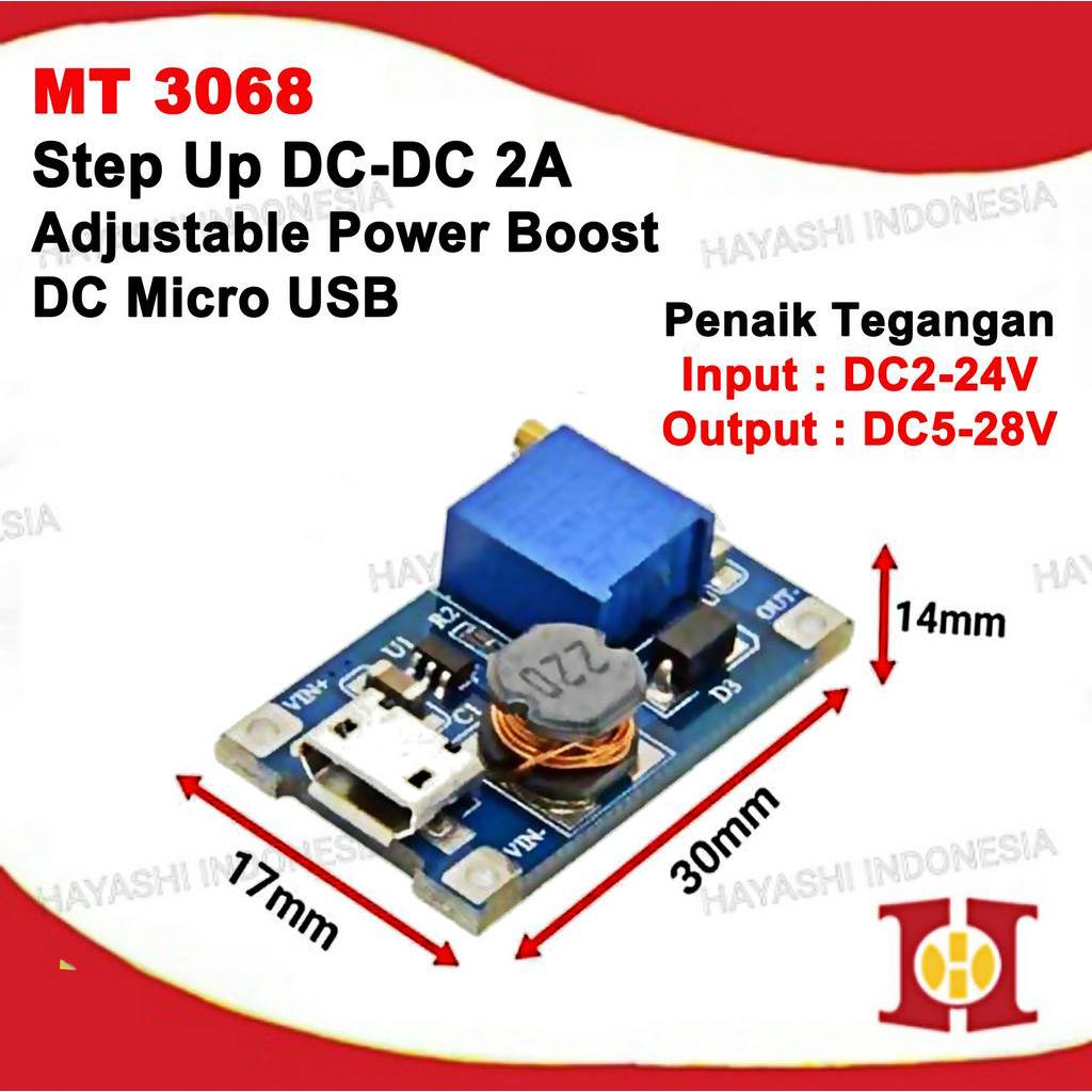 Jual Step Up DC DC Boost 2A Micro USB Power Modul Penaik Tegangan MT3608 | Shopee Indonesia