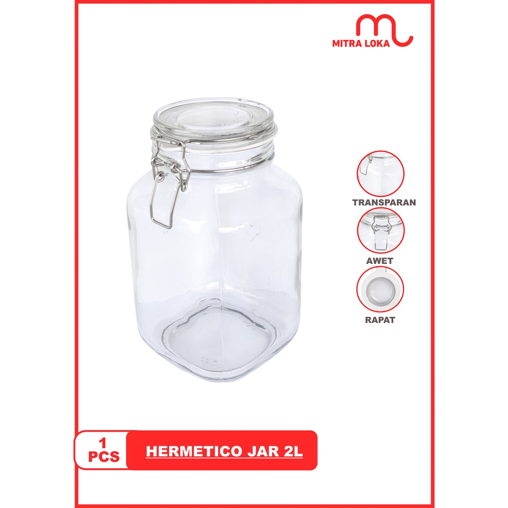 Jual Mitra Loka Toples Kaca Penyimpanan Kedap Udara 2 Liter Hermetico ...