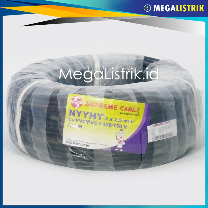 Jual SUPREME NYYHY 2X2.5 MM ( 100 METER ) / KABEL LISTRIK HITAM SERABUT TEMBAGA NYY HY 2 X 2.5 ...