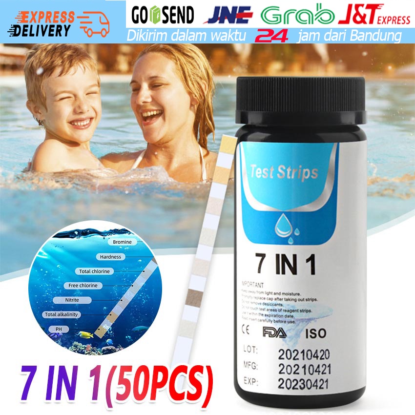 Jual 50 Strip 7 in 1 Water Test Kit Akurat KH GH PH Nitrit Nitrat ...
