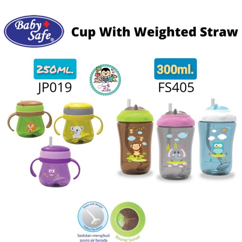 Jual BABY SAFE Botol Minum Cup Weighted Straw JP019 250ml. & FS405 300ml. | Shopee Indonesia