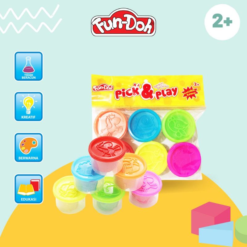 Jual Mainan Anak Fun Doh Pick and Play Refill isi 6pcs / Isi Ulang ...