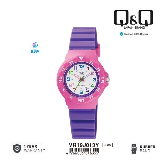 Jual Q&Q QQ QNQ VR19 VR19J VR19J016Y ORIGINAL ANALOG WATCH JAM TANGAN WANITA / ANAK TAHAN AIR ...