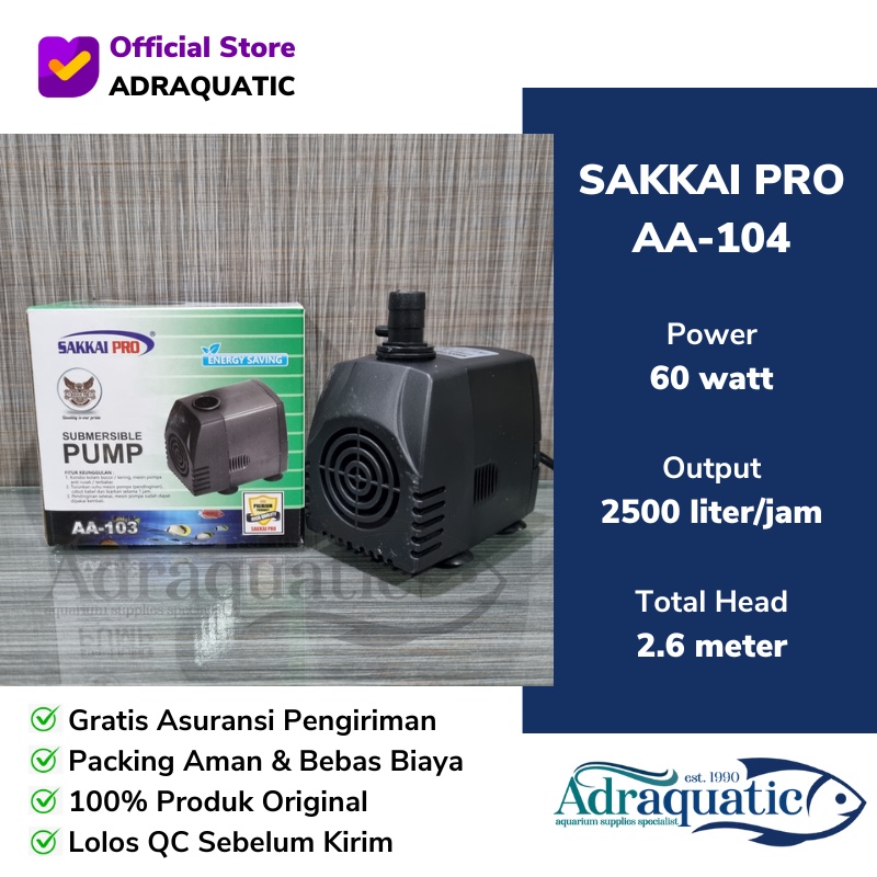 Jual SAKKAI PRO AA-104 SUBMERSIBLE PUMP POMPA AIR CELUP FILTER AQUARIUM HIDROPONIK | Shopee ...