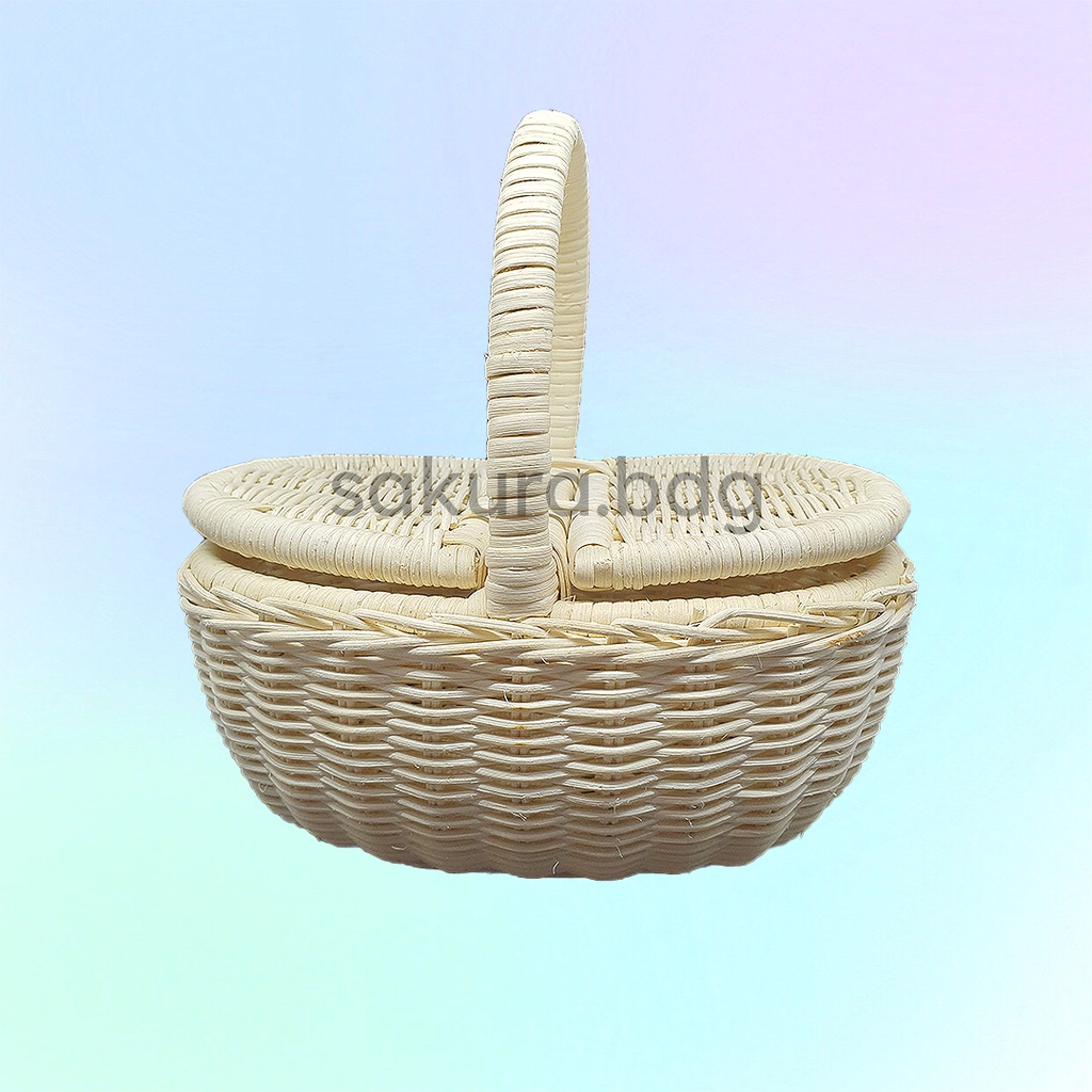 Jual K69M - Keranjang rotan piknik oval M 25x17x12 cm hampers parcel ...