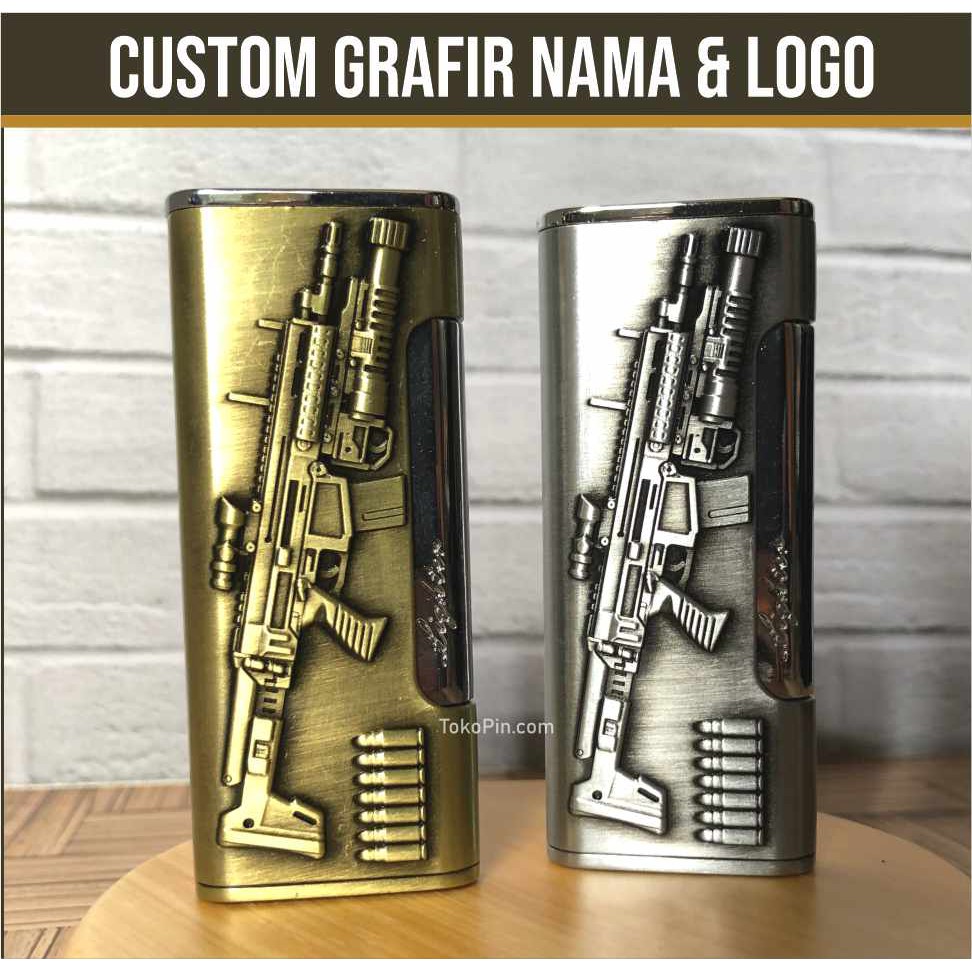 Jual Custom Nama / Logo Korek Api Gas Bara -Senapan | Shopee Indonesia