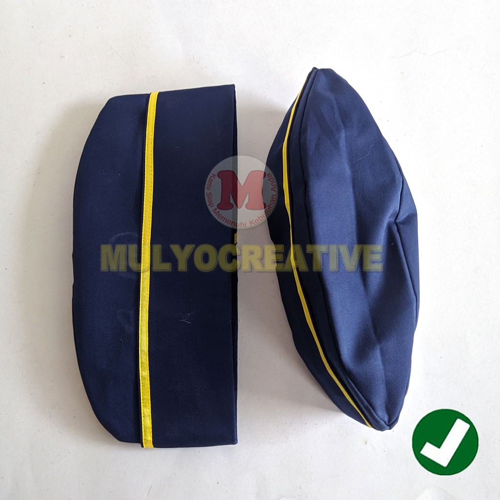 Jual Topi Peci Mut Warna Biru Dongker Topi Mutz Navy Lis Kuning ...