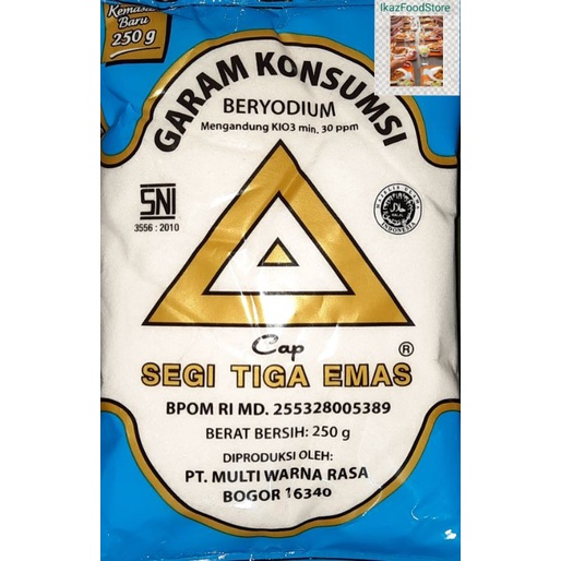 Jual Garam Dapur Segitiga Emas 250gr SNI Garam masak Yodium BPOM halus ...