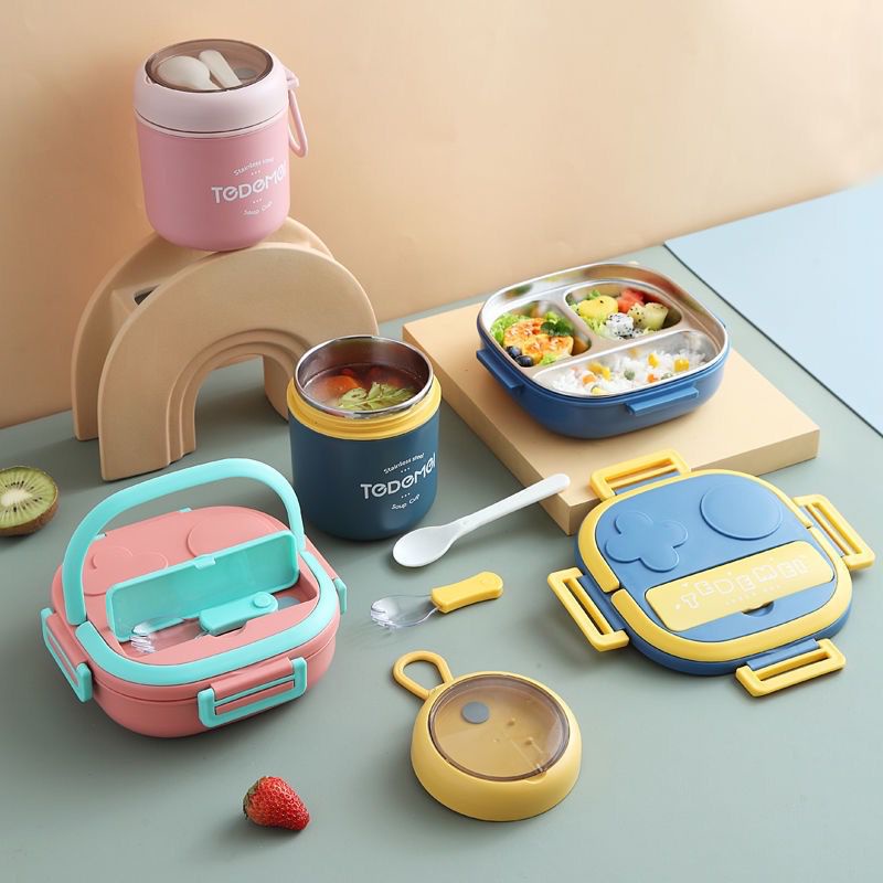 Jual kotak makan anak / lunch box set / tempat makan anak / stainless ...
