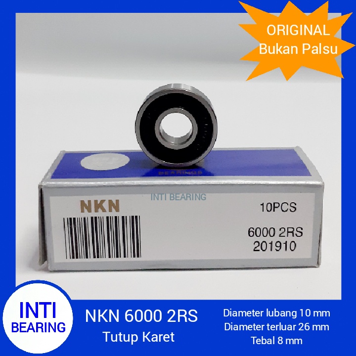 Jual BALL BEARING 6000 2RS NKN ASLI ORIGINAL LAHER BANTALAN 6000-2RS TUTUP KARET | Shopee Indonesia