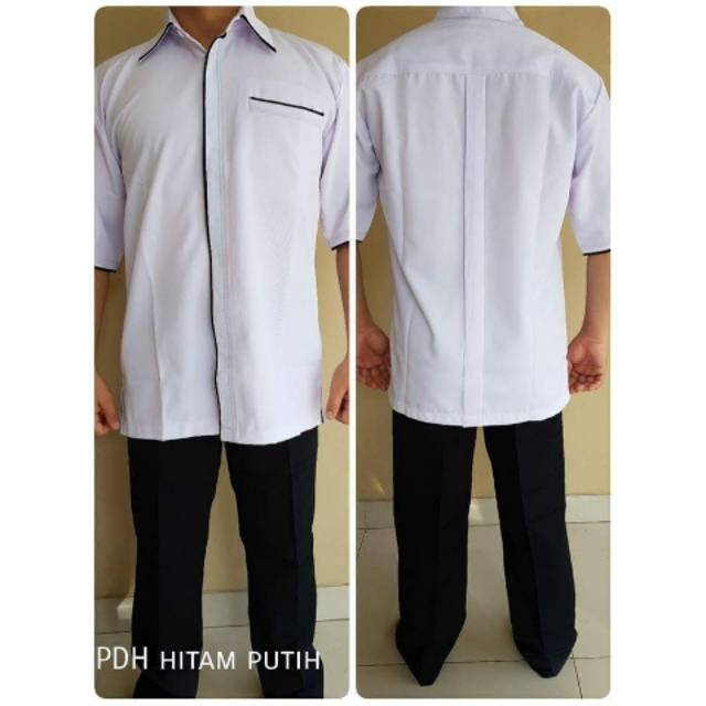 Jual kemeja Atasan PDH putih lis, baju kemeja putih, kemeja putih pria ...