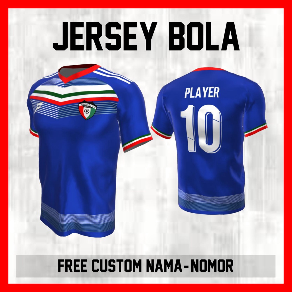 Jual Kaos Bola Jersey Kuwait Timnas Negara Garis Bahu Baju Custom Nama ...
