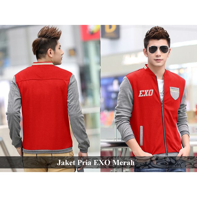 Jual outer kekinian ala korea cowok laki-laki murah terbaru merah abu ...