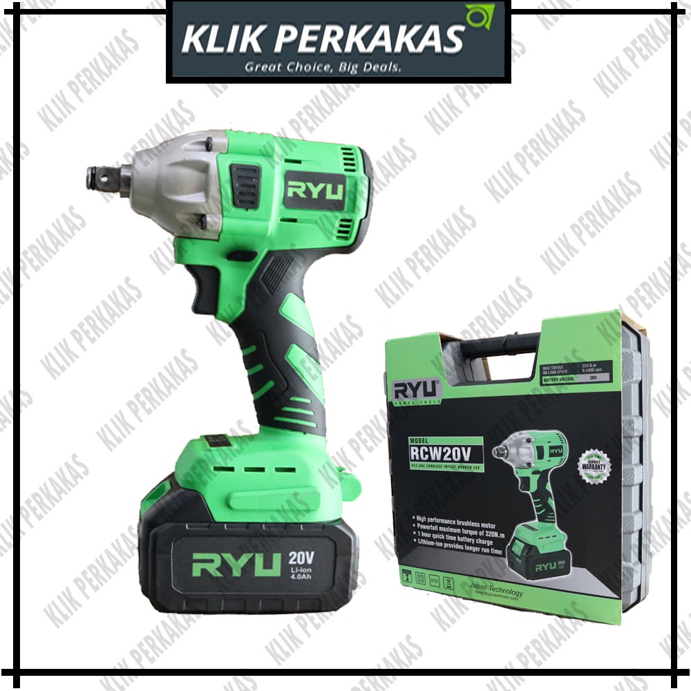 Jual ( 2 Pilihan) RYU Cordless Impact Wrench RCW 20 V Pembuka Baut ...