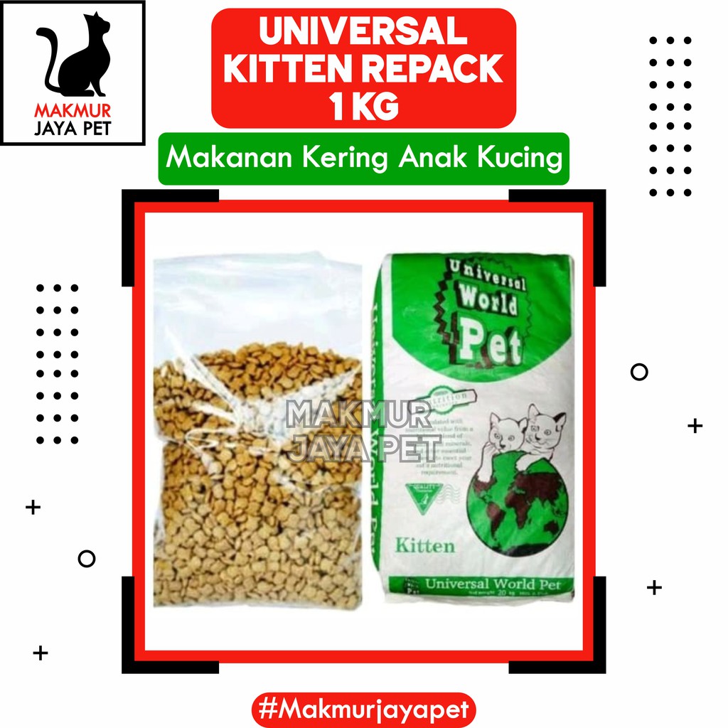 Jual Universal Kitten Repack 1kg / Makanan Kering Anak Kucing Universal ...