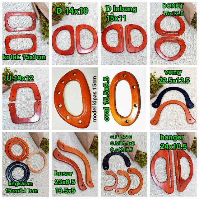 Jual SEPASANG TANGKAI HANDLE GAGANG TAS KAYU GERAISURYA | Shopee Indonesia