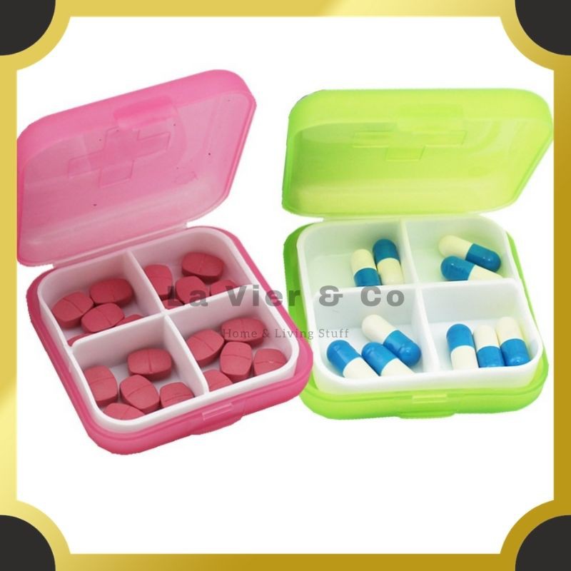 Jual Kotak Tempat Obat Pill Box Mini Medicine Case 4 Sekat Serbaguna ...