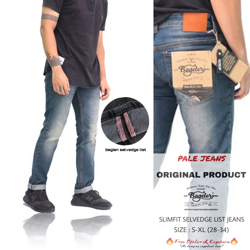 Jual CELANA JEANS PANJANG SLIMFIT SELVEDGE LIST ORIGINAL BAGELER PRIA / DENIM PANJANG PRIA ...