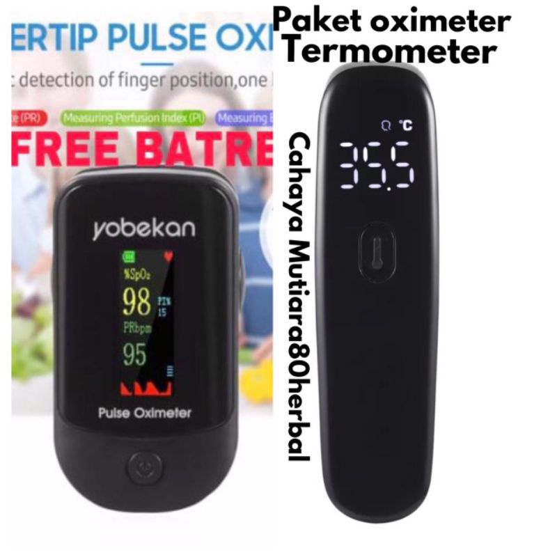 Jual Paket Pulse Oximeter Sp02 + Termometer digital gun..alat ukur ...