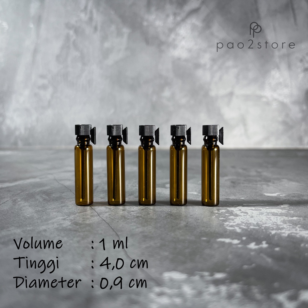 Jual Vial 1ml Botol AMBER / Coklat Tester Sample Parfum Kaca model Stik ...