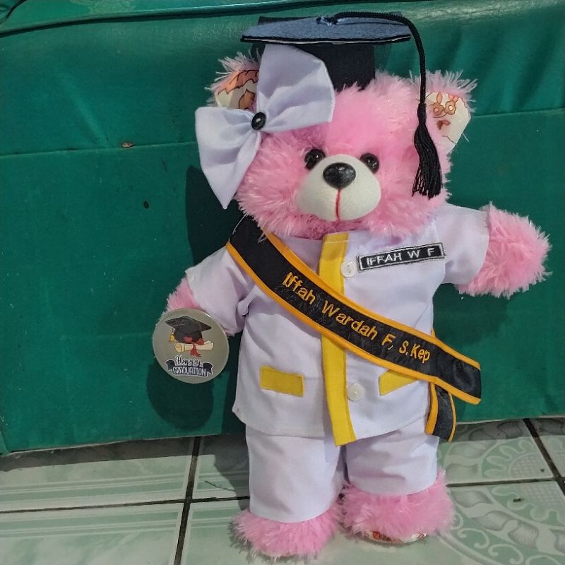 Jual Boneka Custom Perawat+Nama dada+Slempang+Toga (GRATIS PIN UCAPAN ...